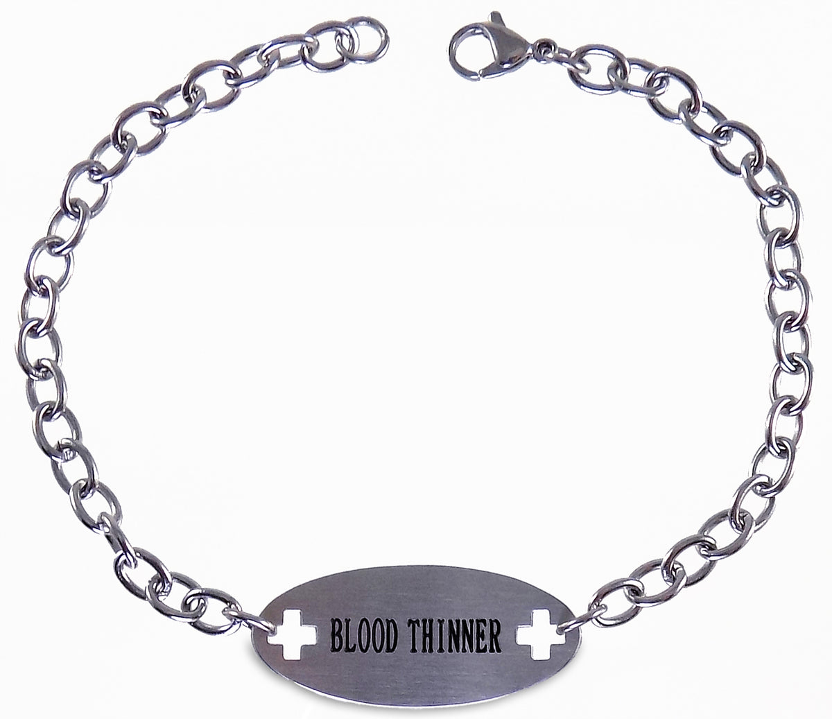 Blood Thinner Medical Alert ID Identification Bracelet with 9 Inch Cha ...